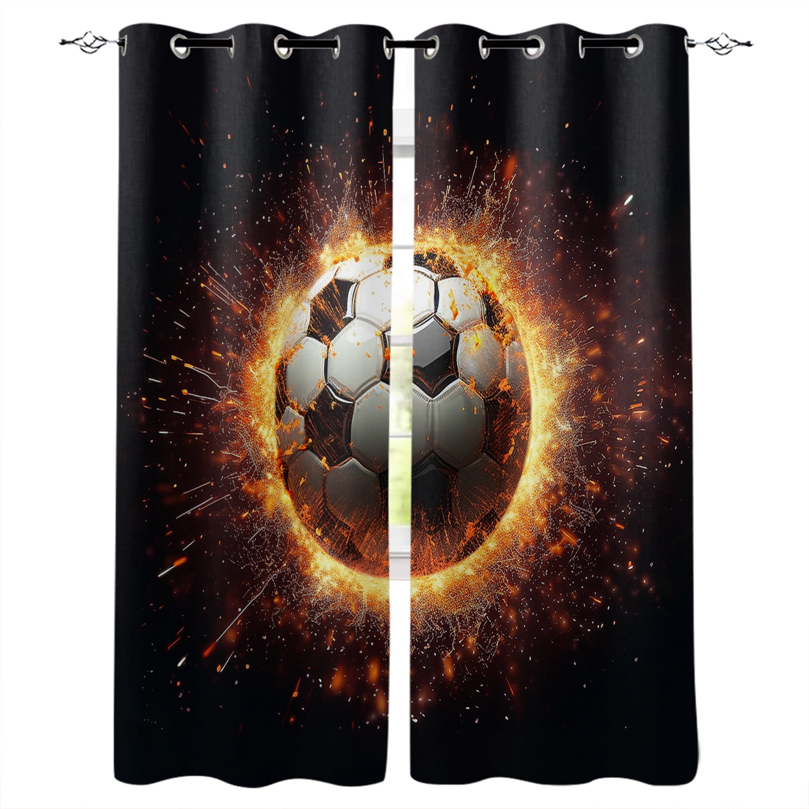 Football Watercolor Brush Sport Window Curtains Living Room Curtain ...