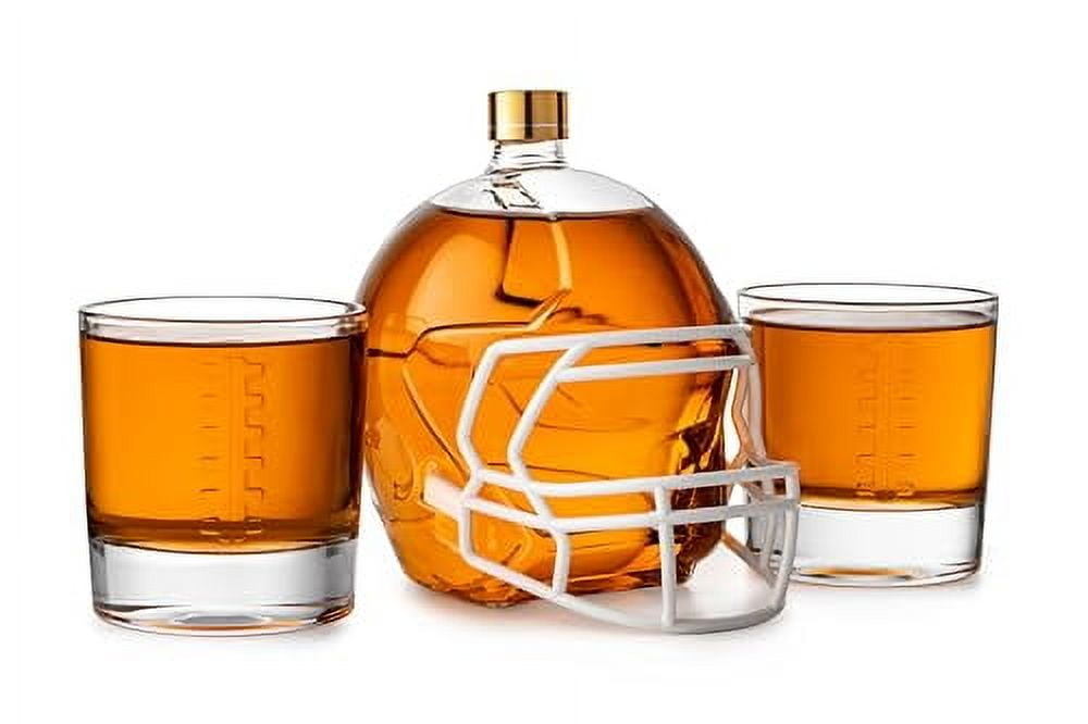 Football Whiskey Decanter Set – 750ml Helmet Decanter with 2 Glasses ...