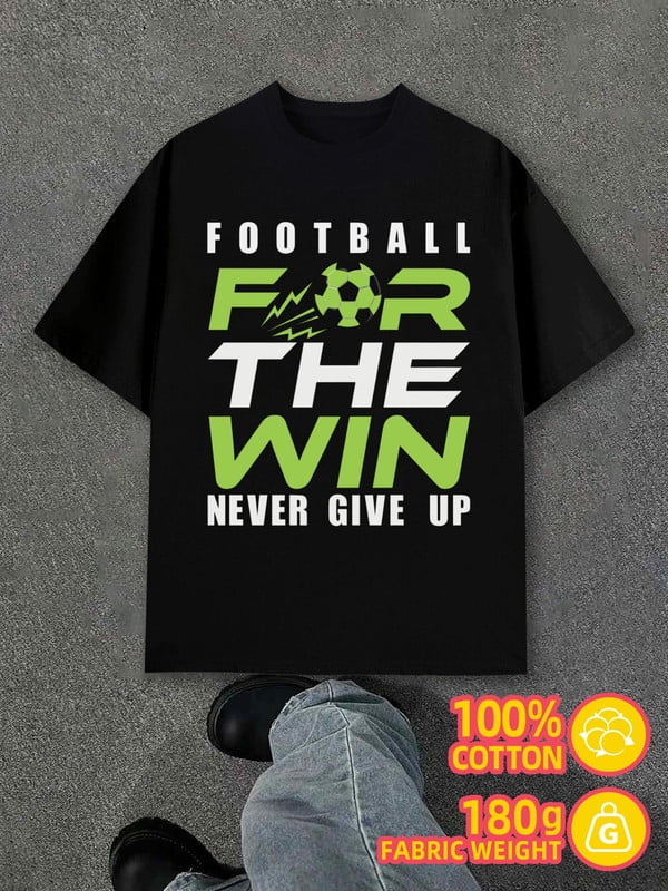 Football Win mens black 180G 100% Cotton Comfortable activewear,perfect ...