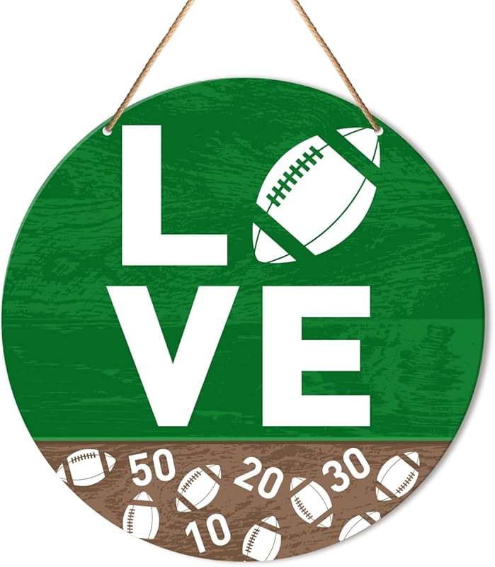 Football Wooden Door Signs Decor, Football Hanging Sign Decor Farmhouse ...