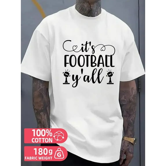Football Y'all Tee men's white 180G 100% Cotton Comfortable activewear ...
