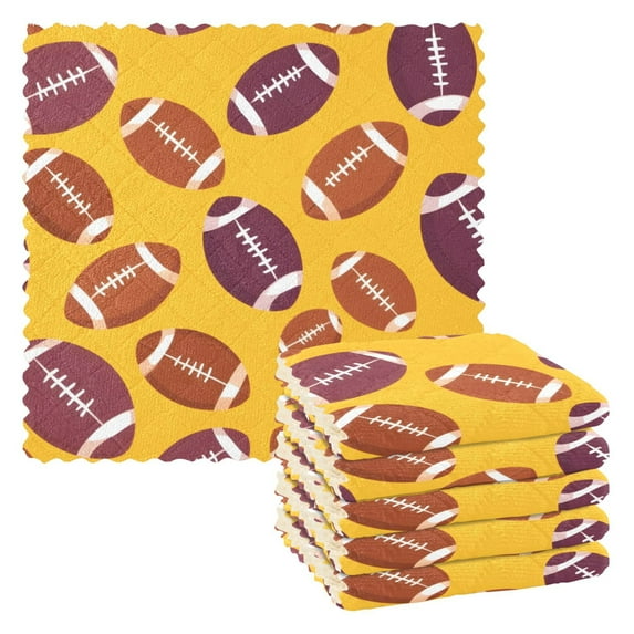 Football Yellow Background Pattern Dish Towels 6 Pack Kitchen Cleaning ...