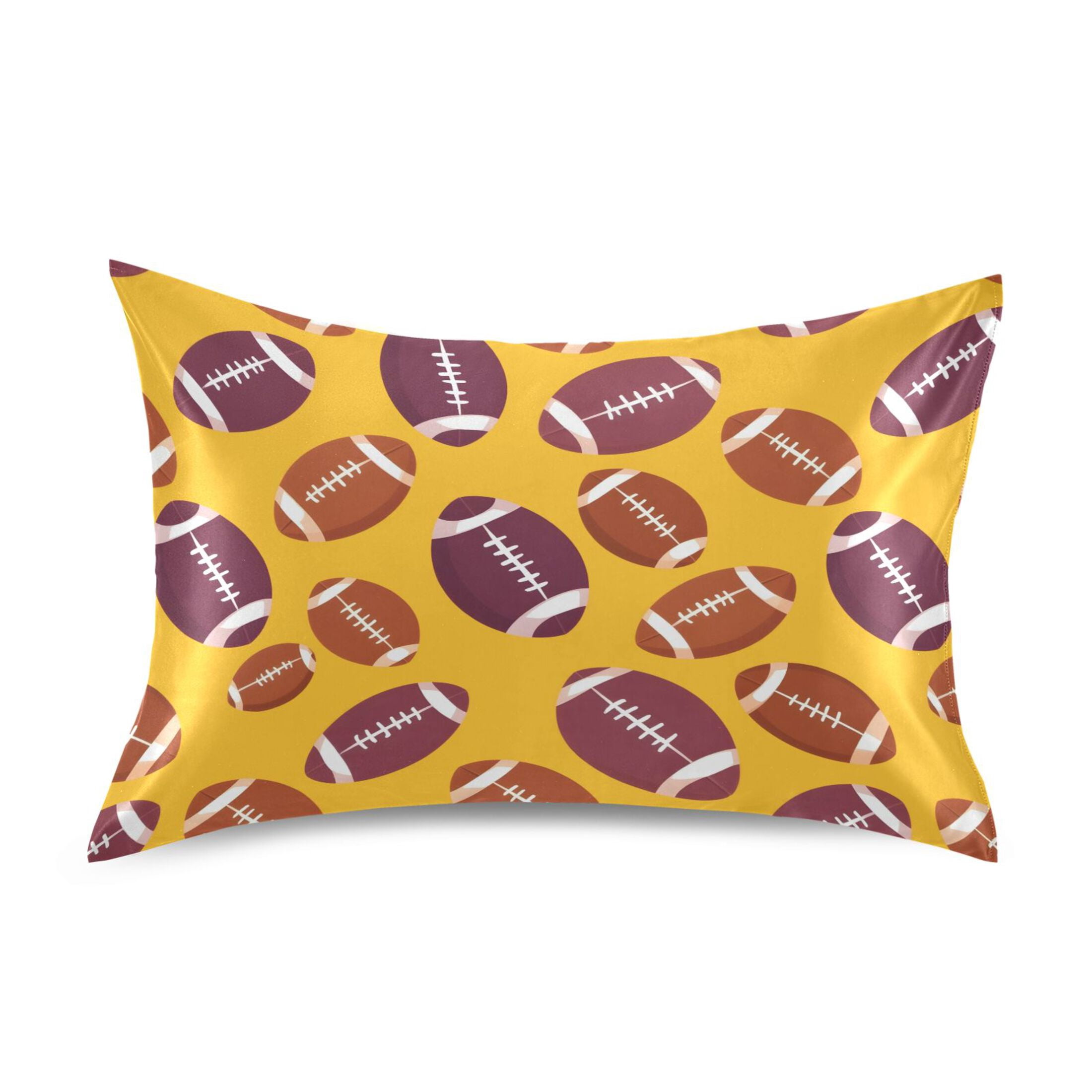 Football Yellow Background Pattern Standard Size Satin Pillowcase 20 ...