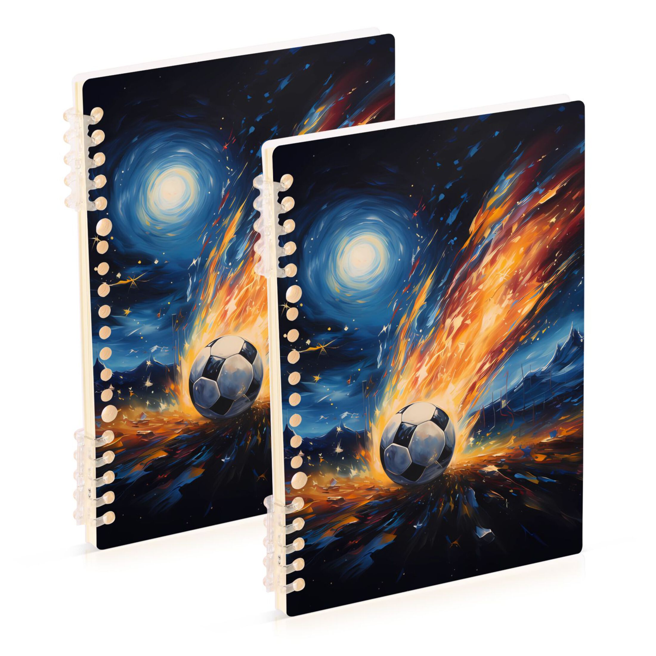 Football in Night 2 Pcs Spiral Notebooks 60 Sheets 120 Pages A5 Journal ...
