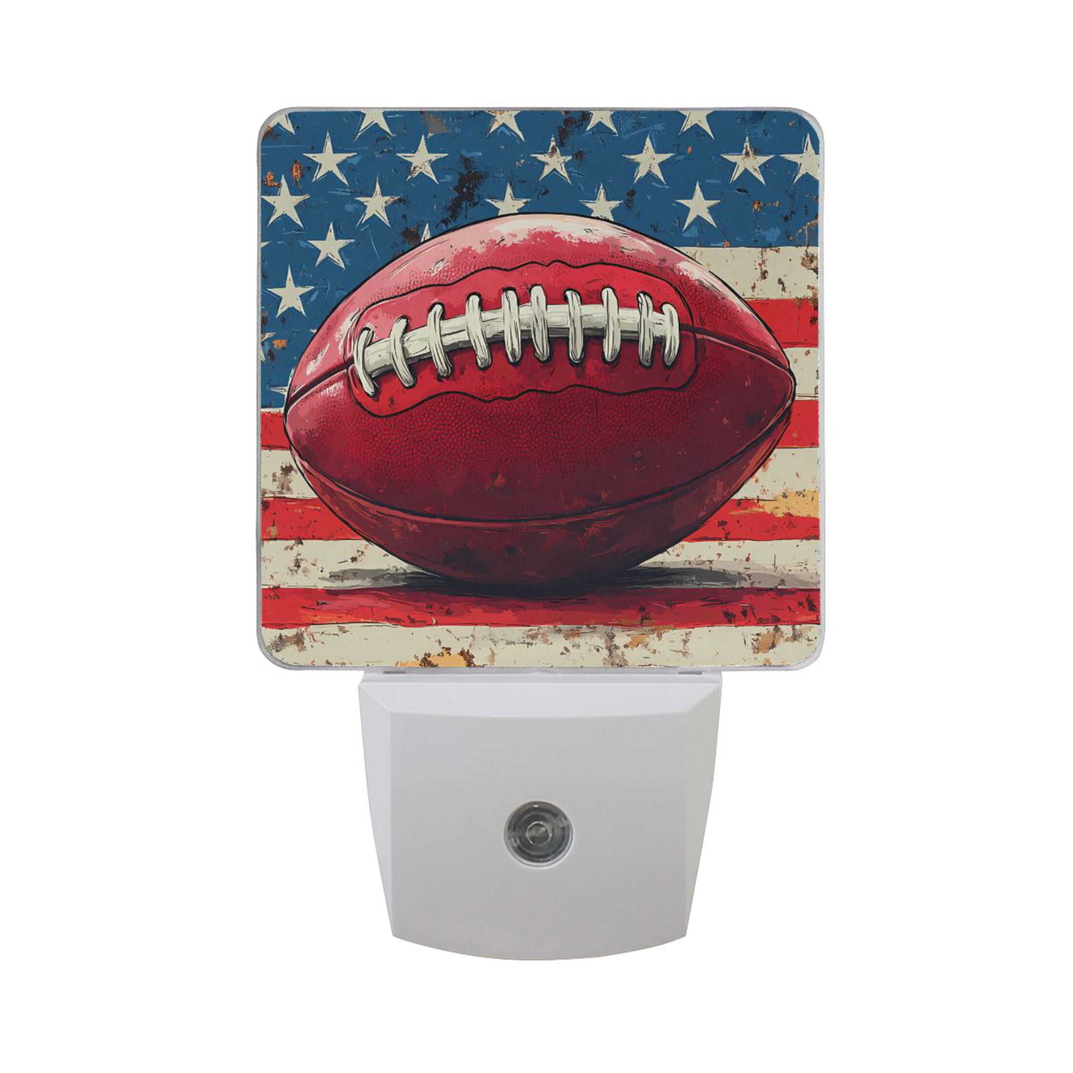 Football on American Flag Night Light 2 Pack LED Nightlight Plug into ...