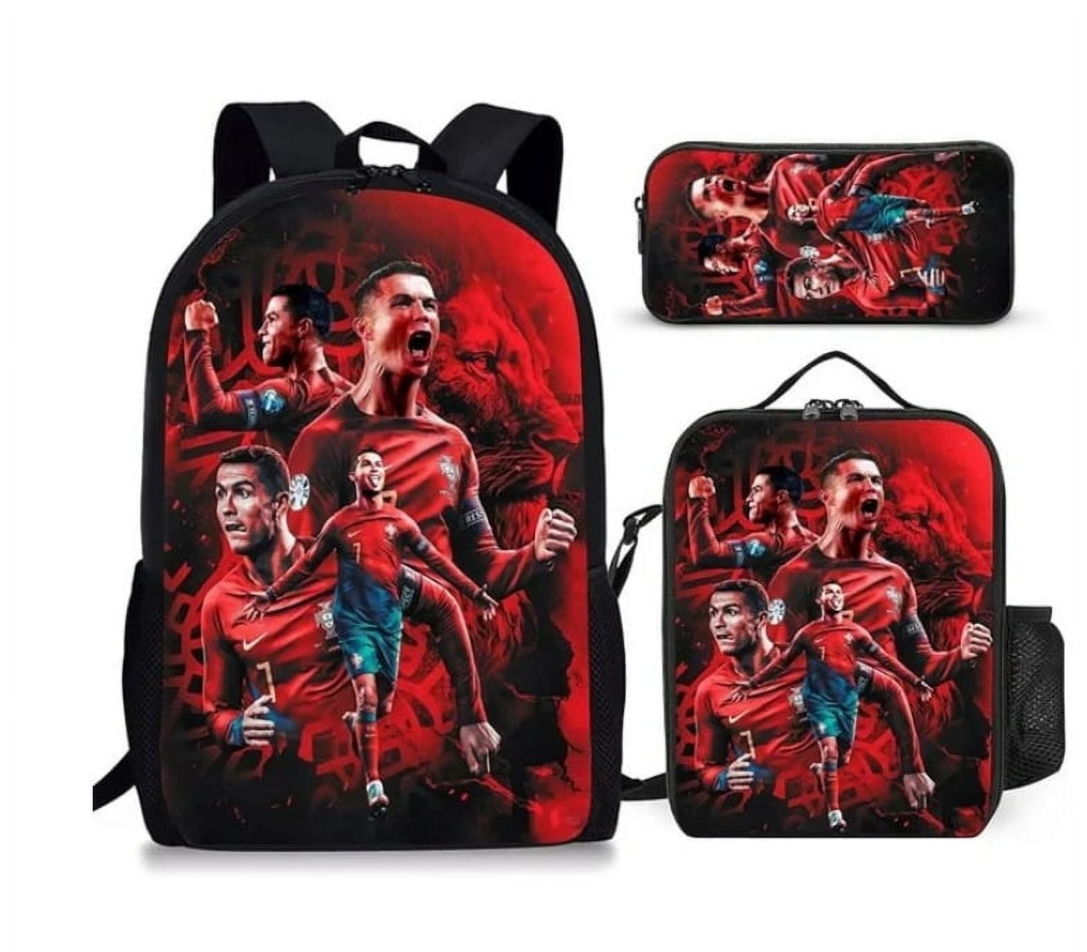 Football star Cristiano-Ronaldo backpack three piece set for men and ...