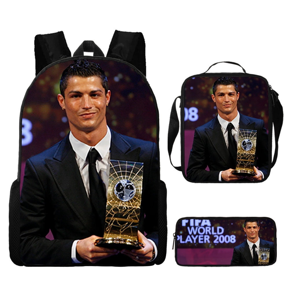 Football star Cristiano-Ronaldo backpack three piece set for men and ...