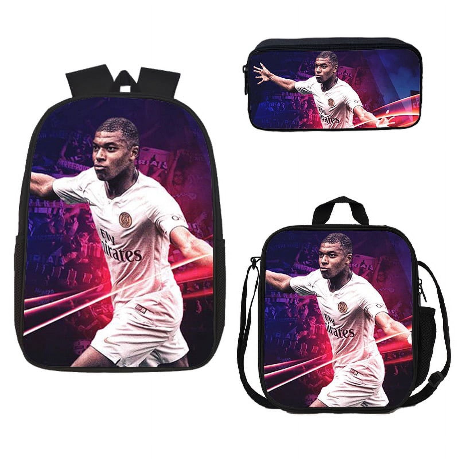Football star M-ba-ppe printed men and women backpack three piece set ...