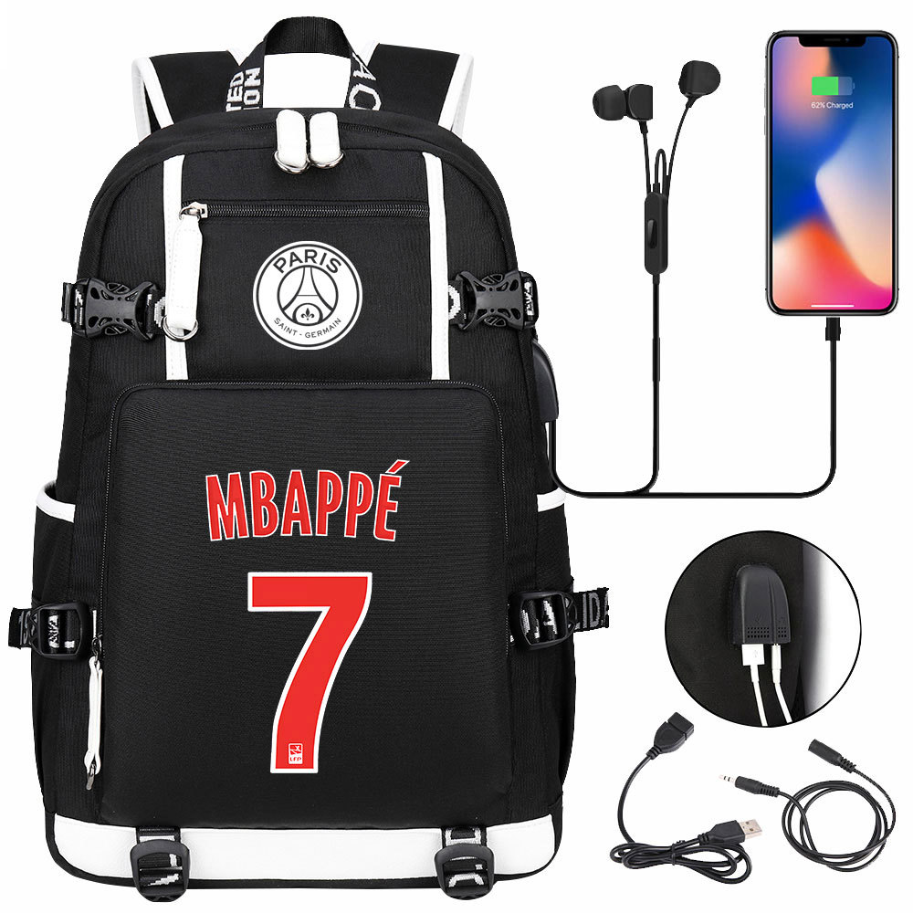 Football star Mbappe printed USB youth student backpack - Walmart.com