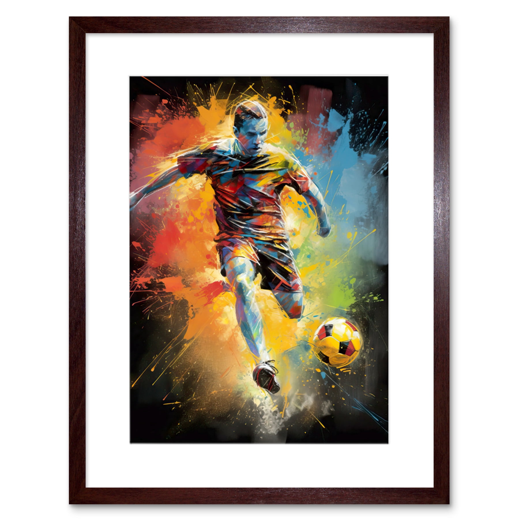 Footballer About to Kick the Ball Vibrant Portrait Artwork Framed Wall ...