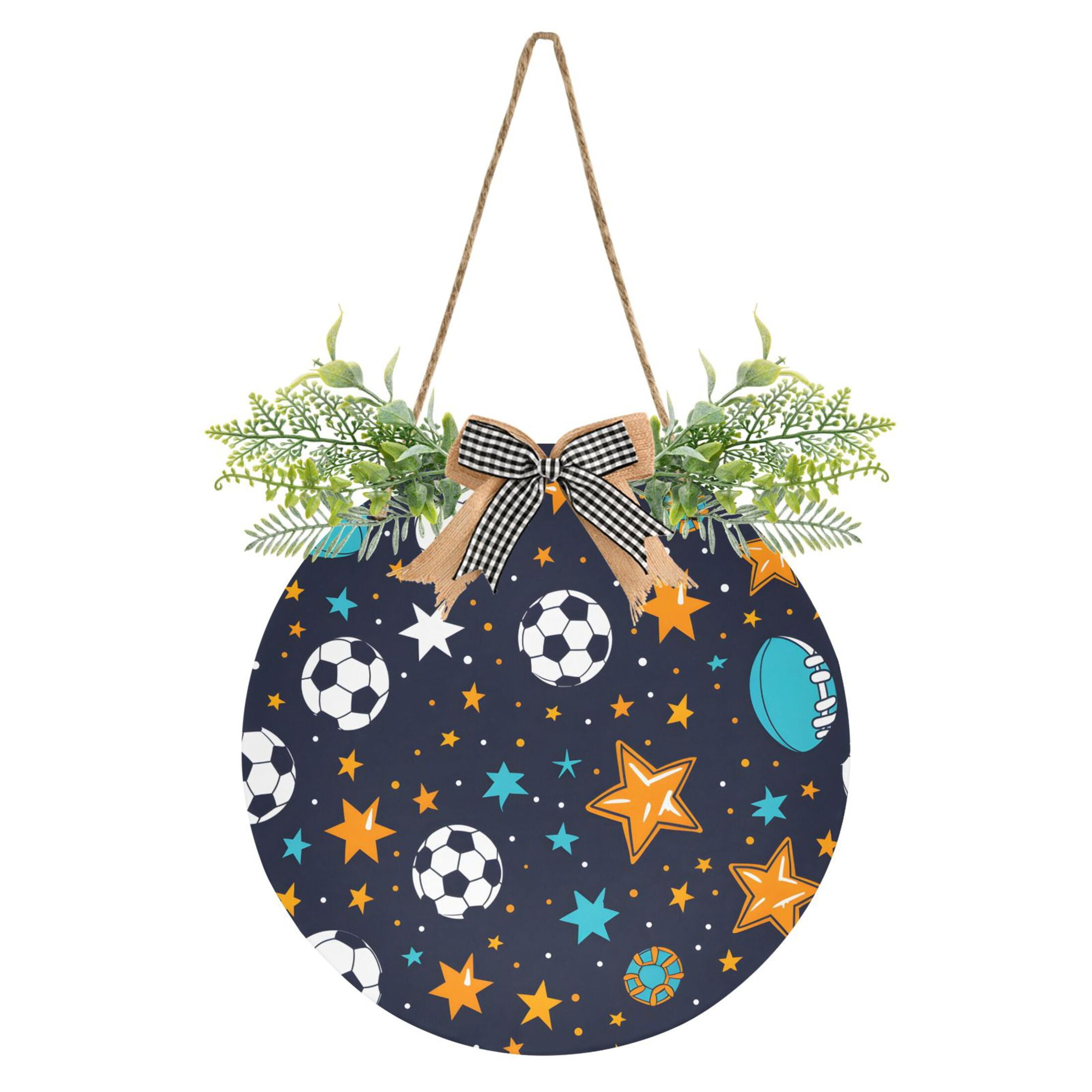 Footballs Star Rugby Welcome Front Door Sign Round 12 inch Porch ...