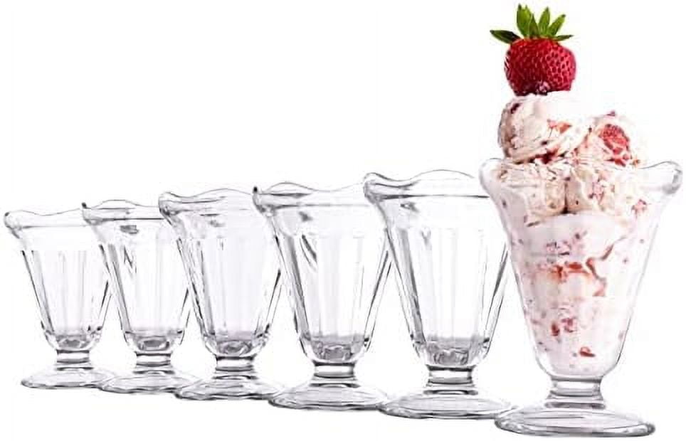 Footed Ice Cream Cups, Classic Sundae Glass Cups, Thick and Durable ...
