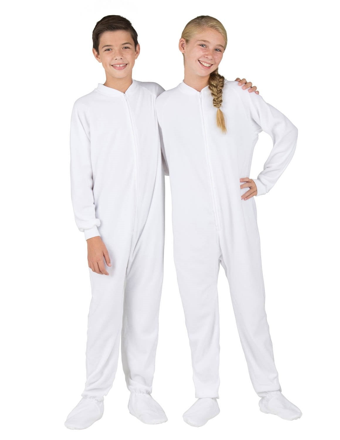 Footed Pajamas - Arctic White Kids Fleece One Piece - Kids - Medium ...