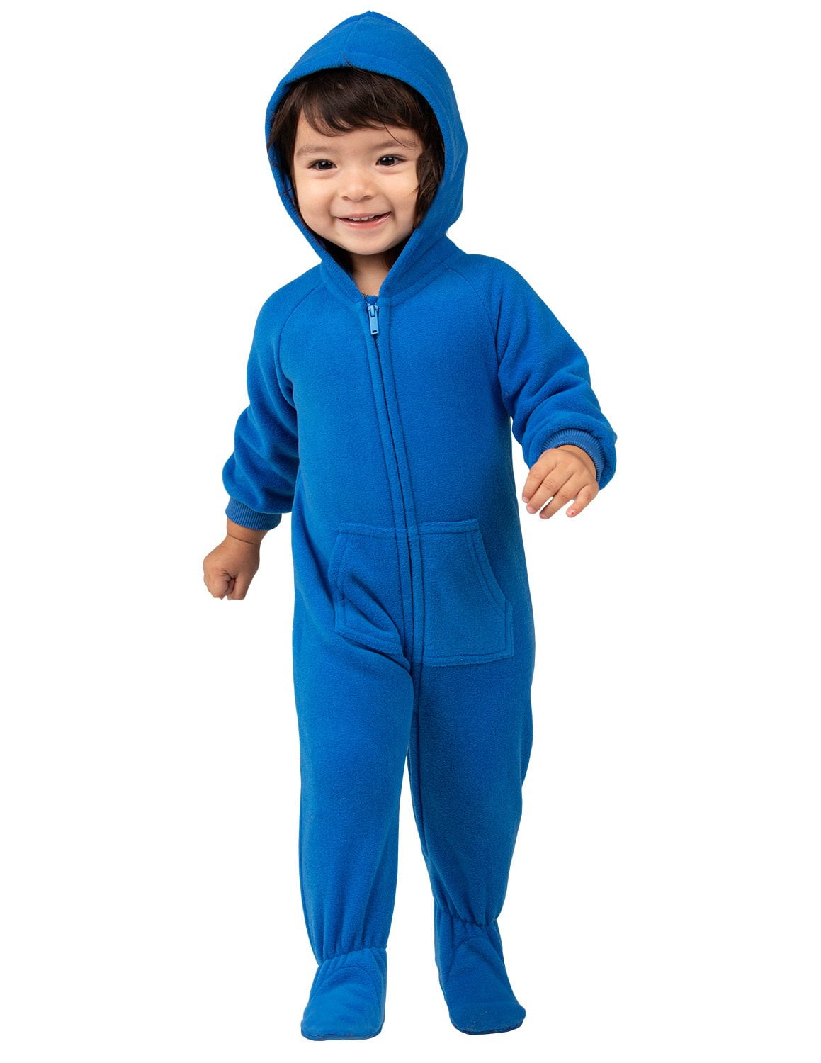 Footed Pajamas - Brilliant Blue Infant Hoodie Fleece One Piece - Infant ...