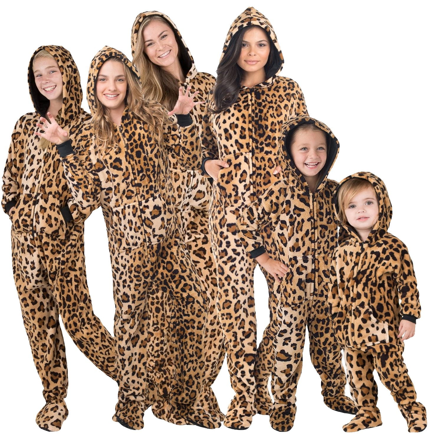 Footed Pajamas Cheetah Spots Adult Hoodie Chenille One Piece Adult