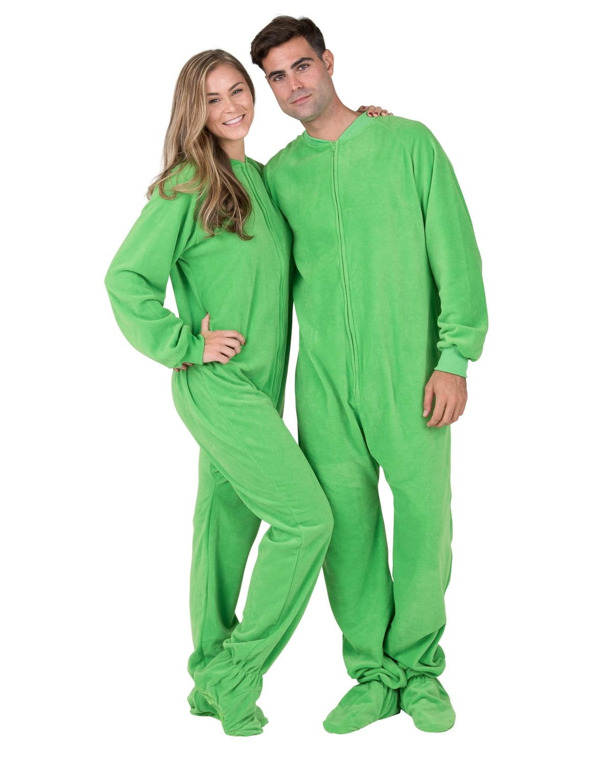 Footed Pajamas Emerald Green Adult Fleece One Piece Adult Small