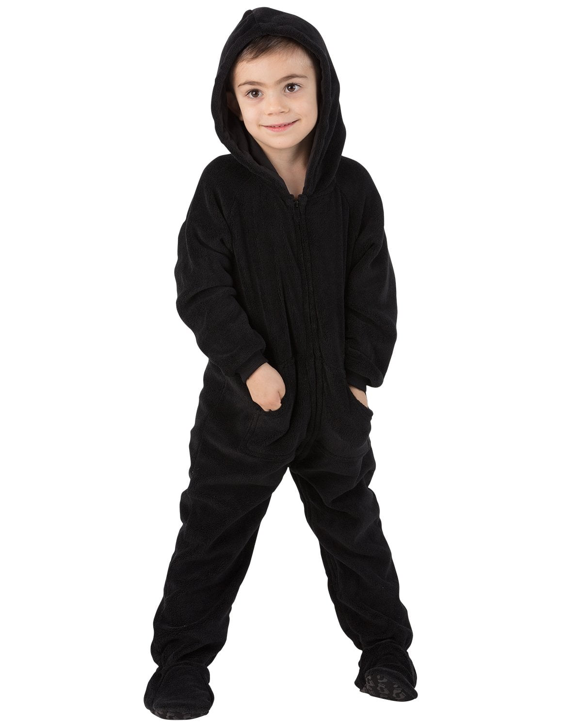 Footed Pajamas - Jet Black Toddler Hoodie Chenille One Piece - Toddler ...