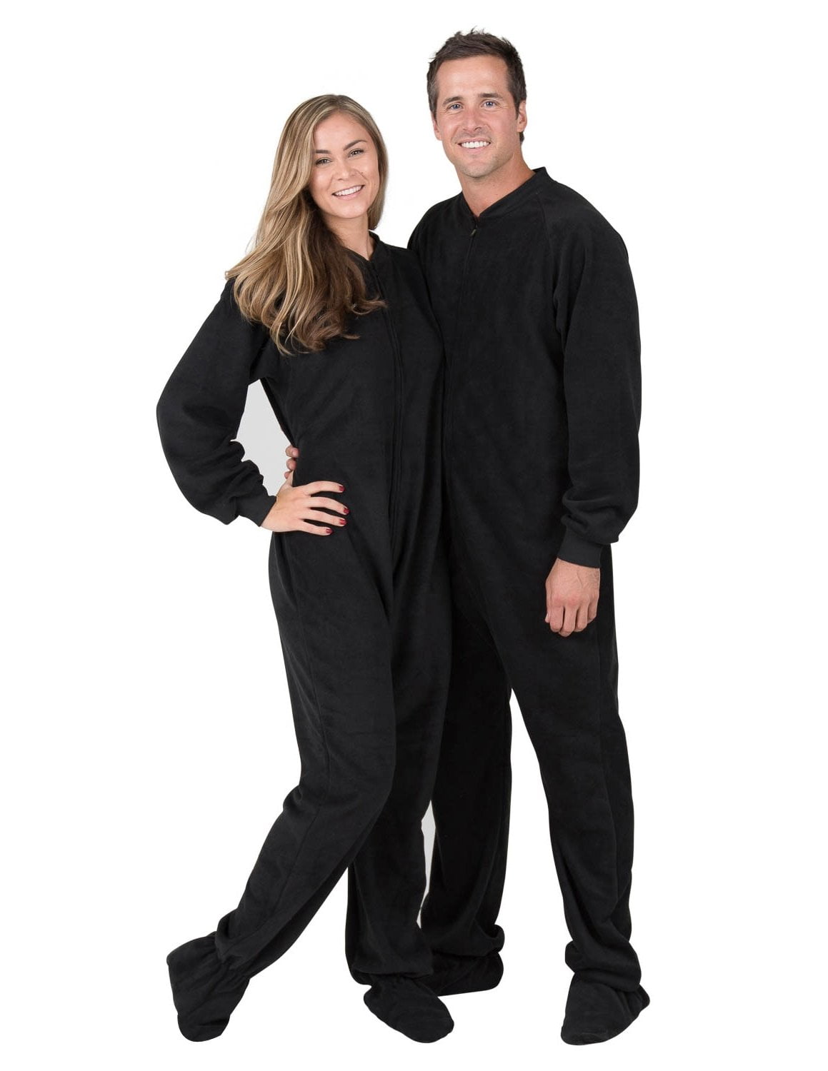 Footed Pajamas - Midnite Black II Adult Fleece One Piece - Adult ...