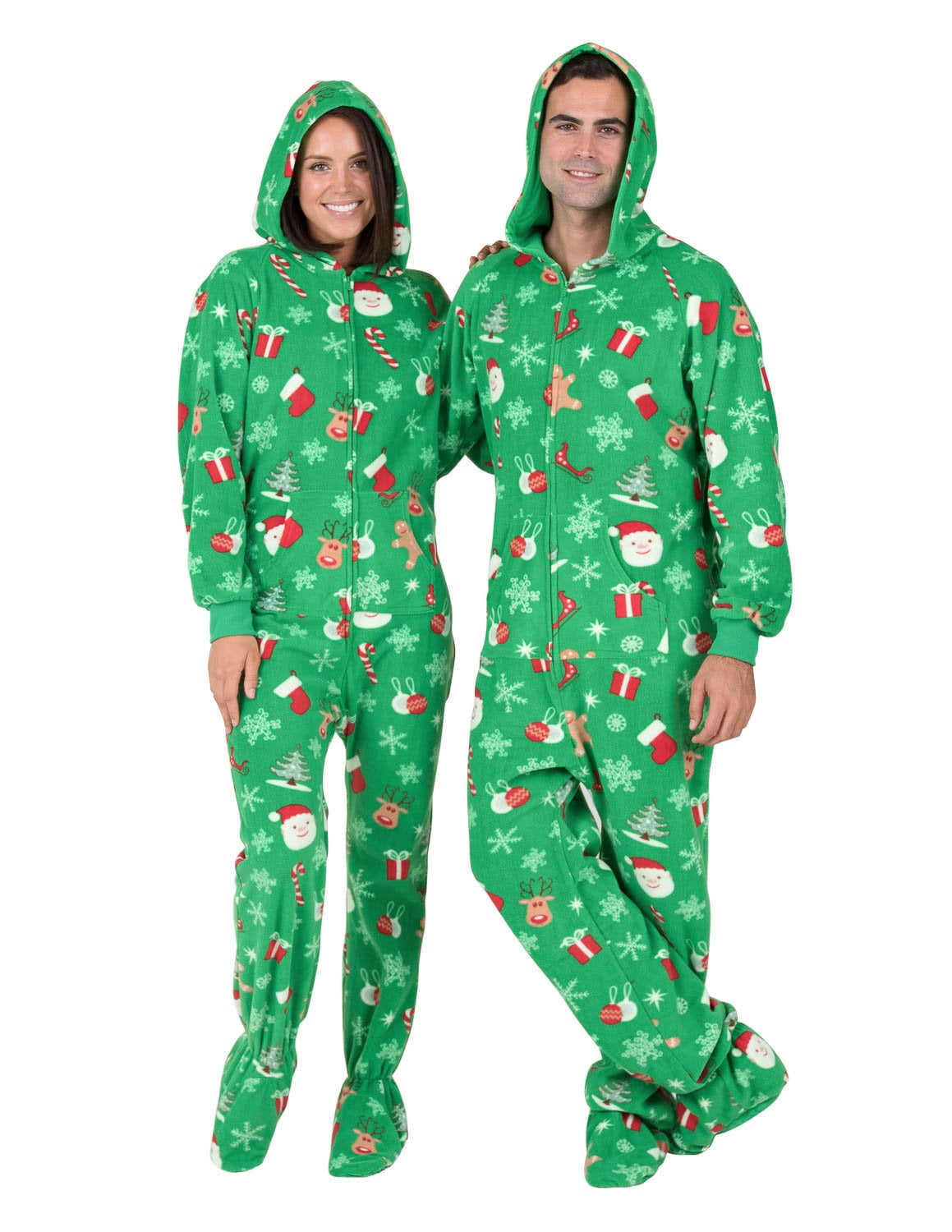 Footed Pajamas Tis The Season Adult Hoodie Fleece One Piece Adult
