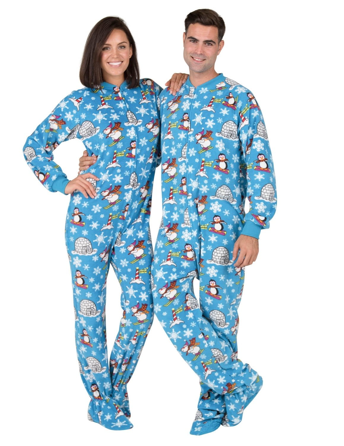 Footed Pajamas - Winter Wonderland Adult Fleece One Piece - Adult ...