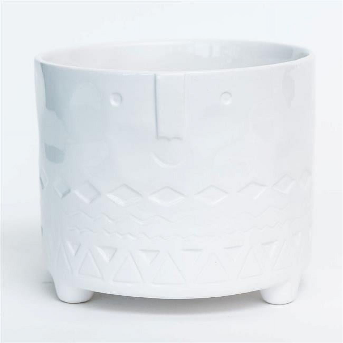 Footed White Glazed Friendly Face Planter - Walmart.com