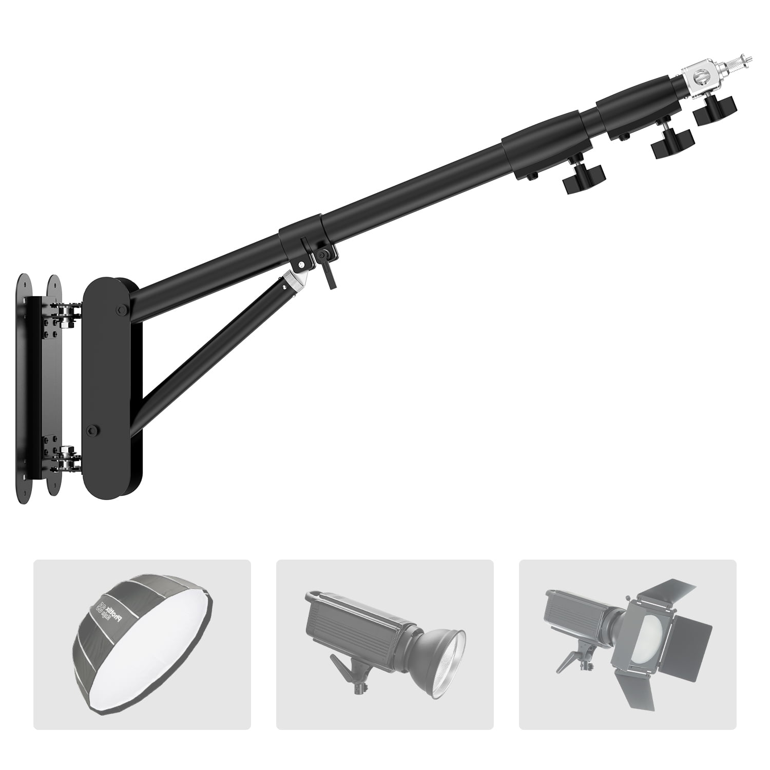 Footield Ring Light Wall Mount,73" Triangle Wall-Mounted Boom Arm Stand ...