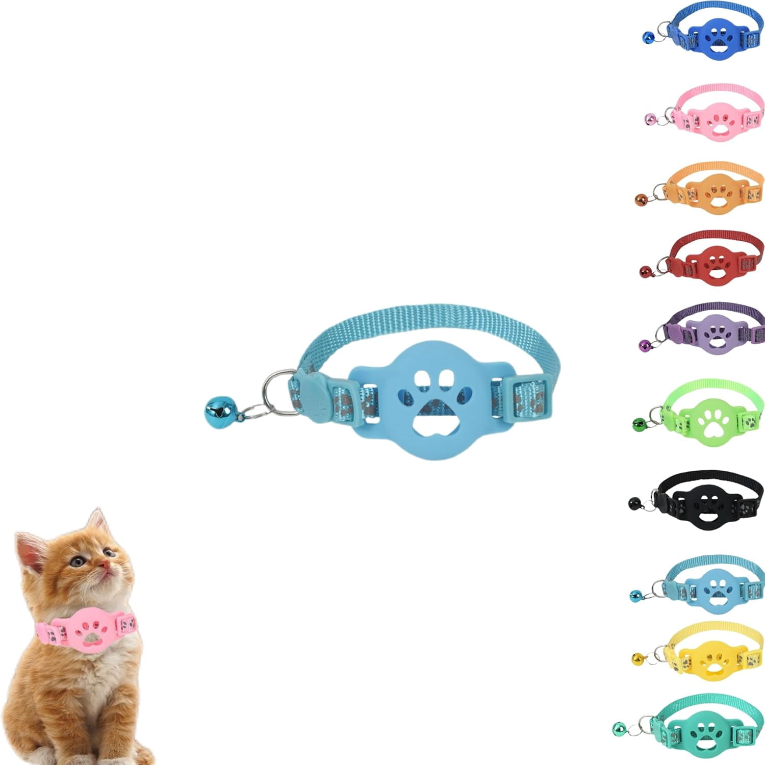 Breakaway Cat Collar with Bell, Adjustable Nylon for Small Cats and ...