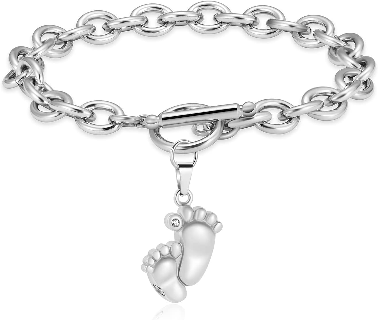 Footprint Cremation Urn Bracelet for Ashes for Women Men Stainless ...