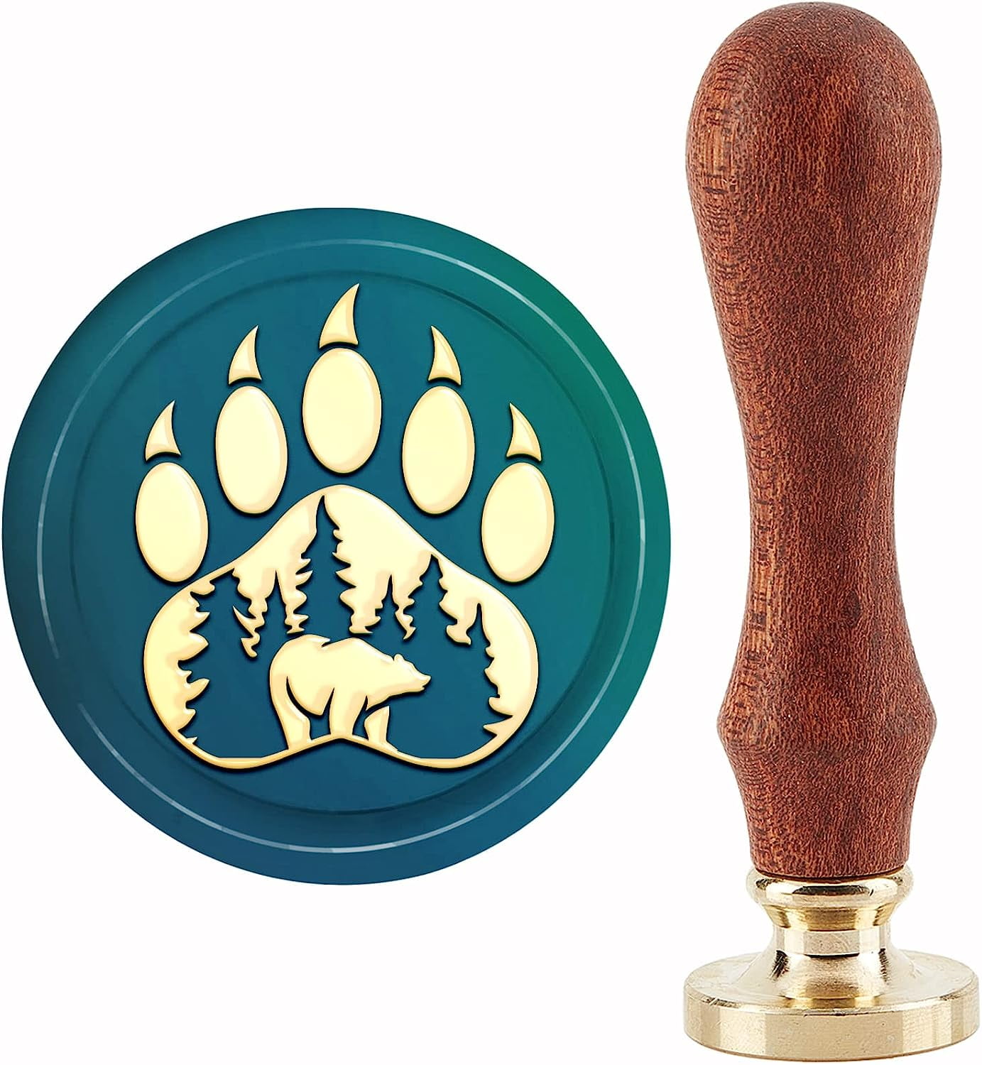 Footprint Wax Seal Stamp Bear Sealing Wax Stamps Forest Moon 30mm Retro ...