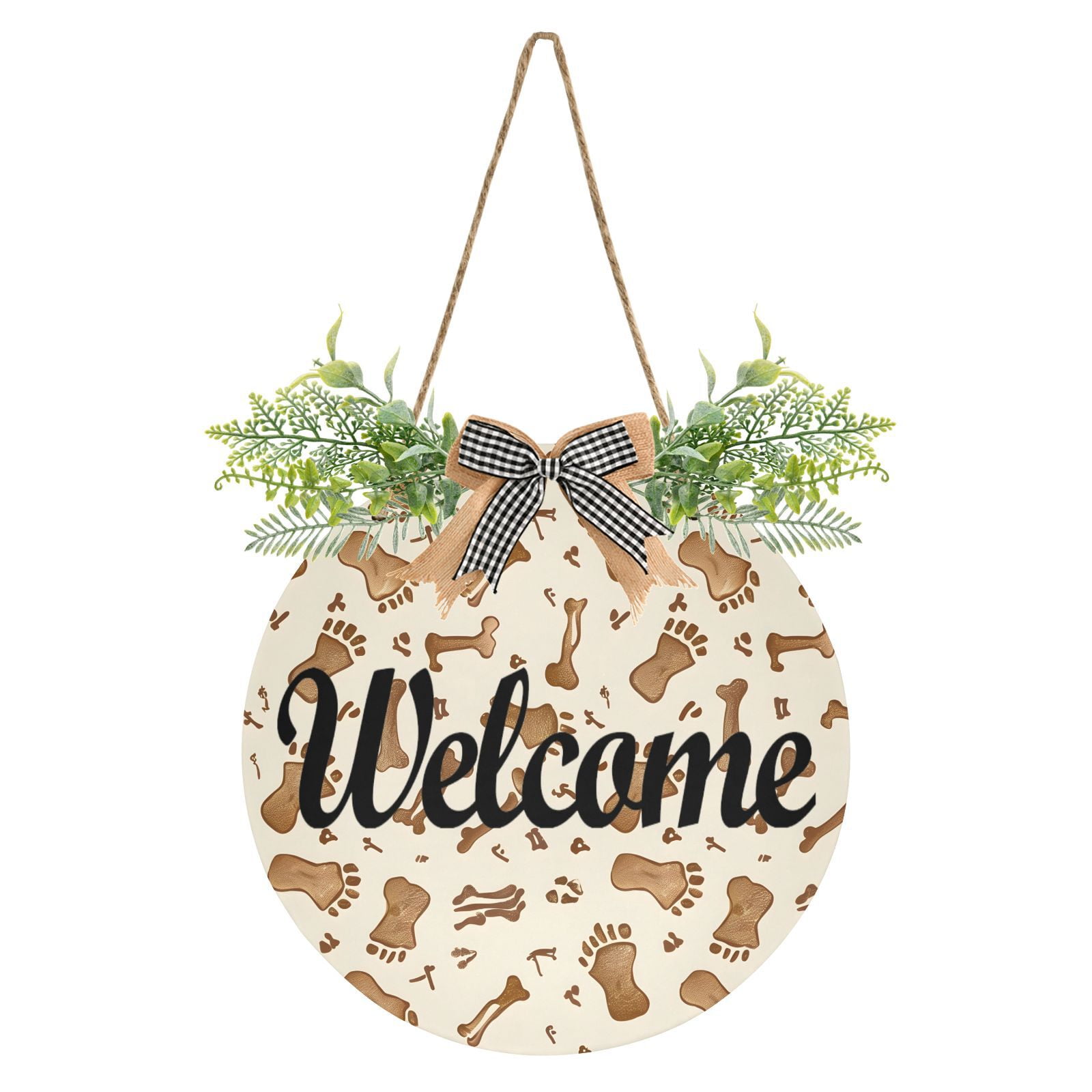 Footprints Bones Welcome Sign for Front Door Wreath Door Sign for ...