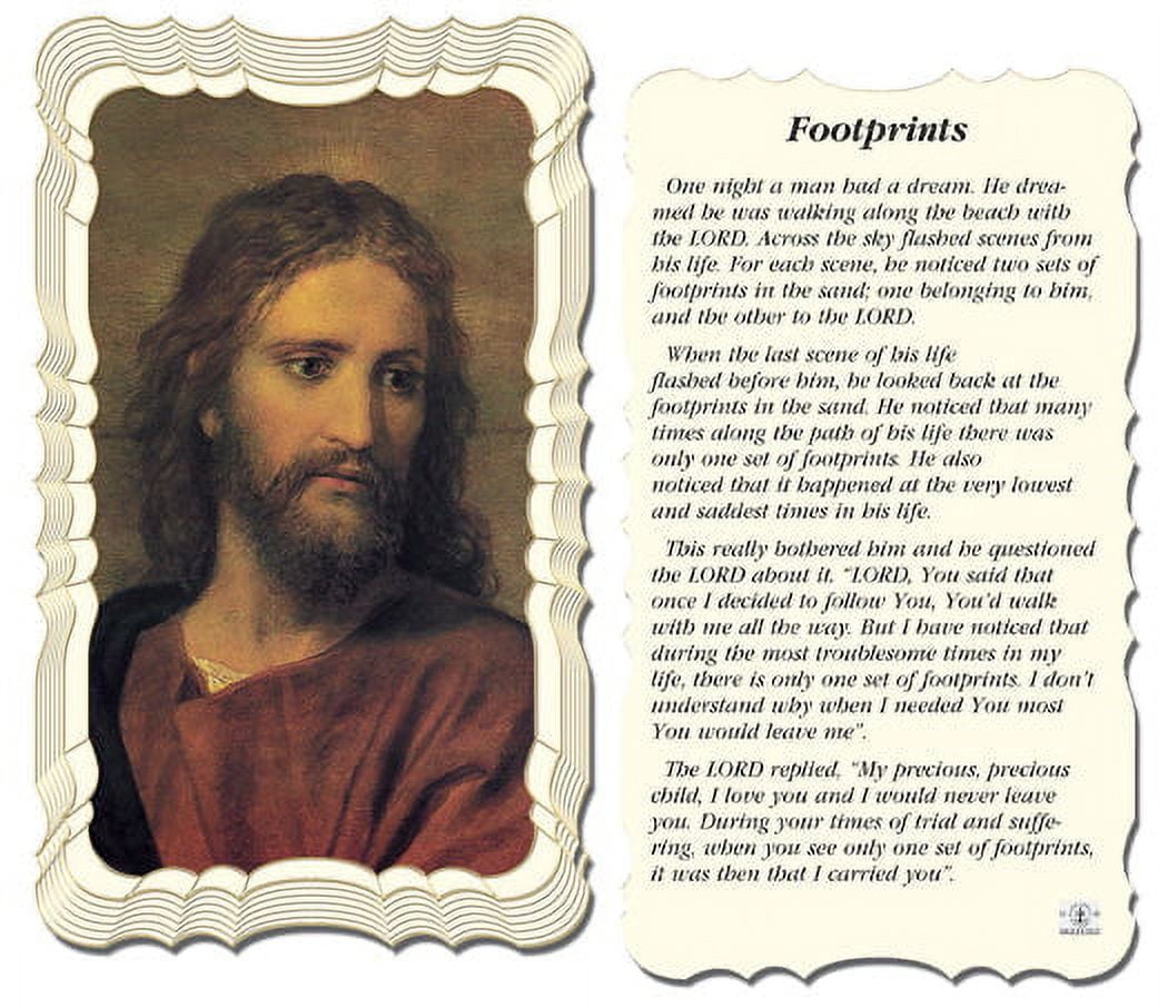Footprints Catholic Prayer Holy Card with Prayer on Back, Pack of 50 ...