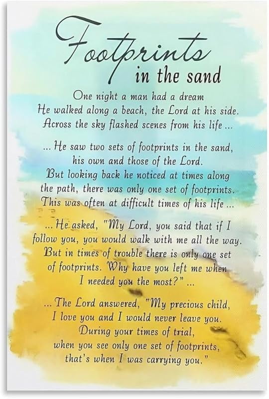 Footprints In The Sand Christian Prayer Poem Print Photo Art Painting ...