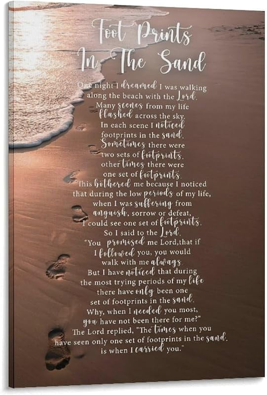 Footprints In The Sand Christian Prayer Poem Print Photo Art Painting ...