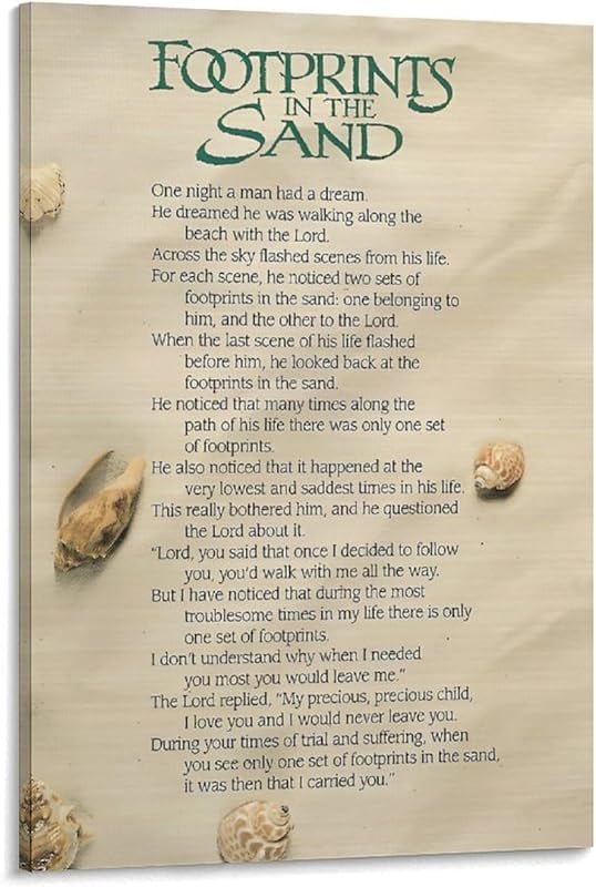 Footprints In The Sand Christian Prayer Poem Print Photo Art Painting ...