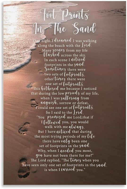 Footprints In The Sand Christian Prayer Poem Print Photo Art Painting ...