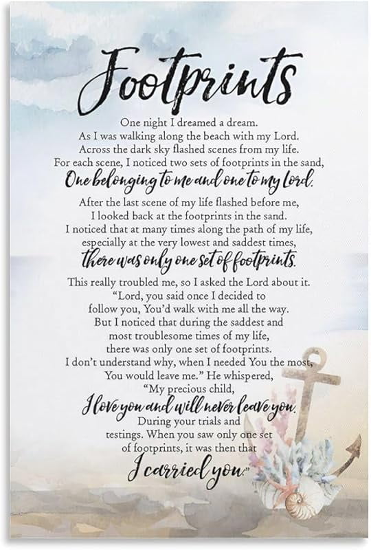 Footprints In The Sand Christian Prayer Poem Print Photo Art Painting ...