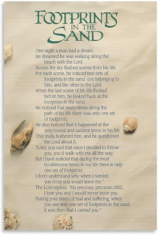 Footprints In The Sand Christian Prayer Poem Print Photo Art Painting ...
