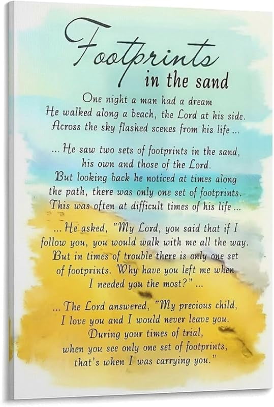 Footprints In The Sand Christian Prayer Poem Print Photo Art Painting ...