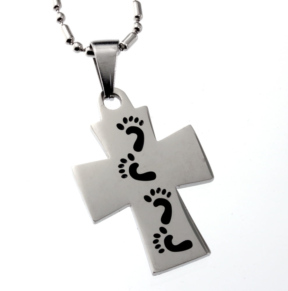 Footprints In The Sand Cross Pendant For We Walk By Faith, Not By Sight ...