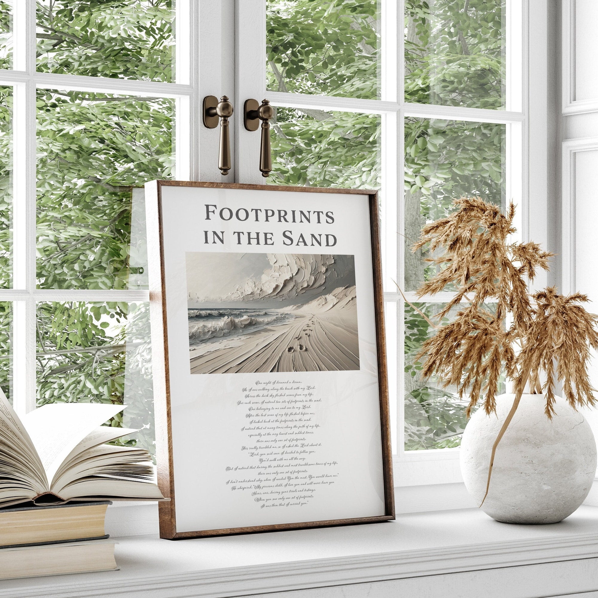 Footprints In The Sand Poem, Christian Wall Art Print, Prayer Art For ...