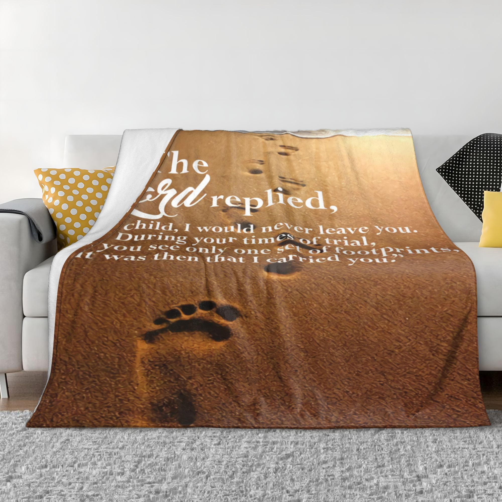 Footprints In The Sand Poem Throw Blankets 40"X30" Lightweight Cozy ...