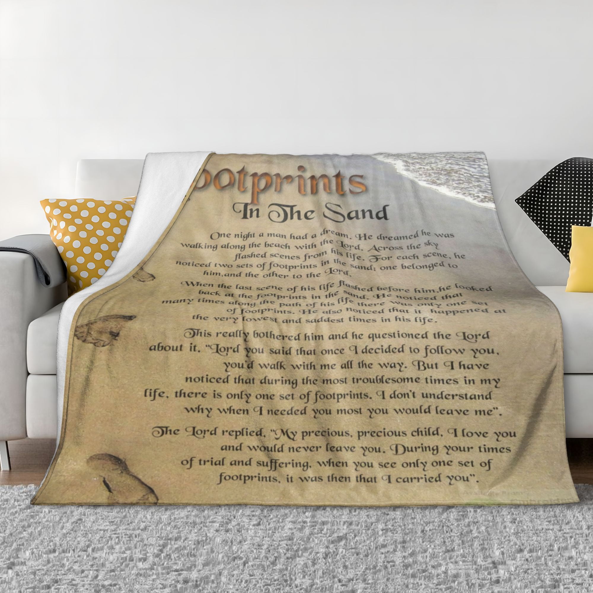 Footprints In The Sand Poem Throw Blankets 80"X60" Lightweight Cozy ...