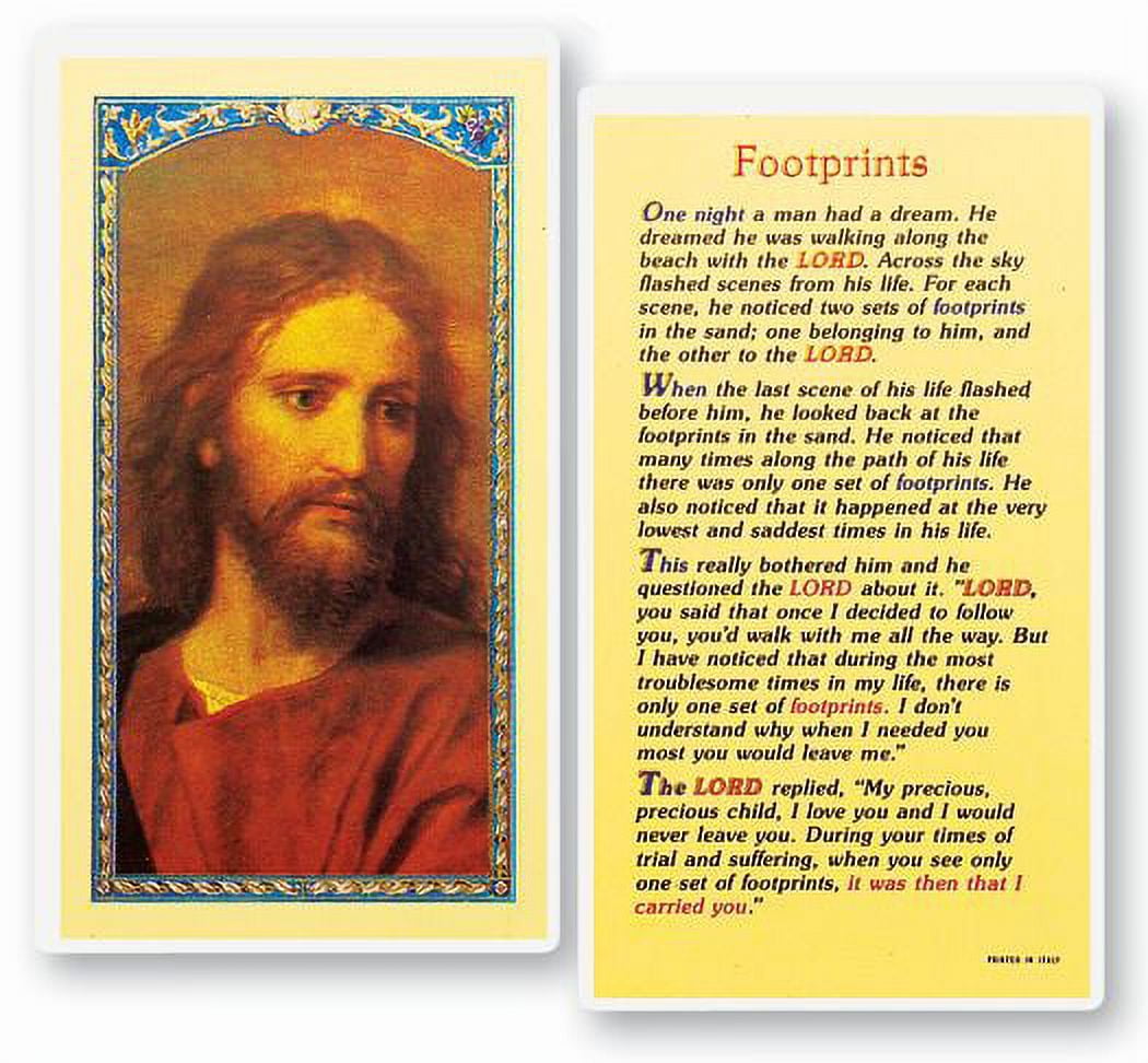 Footprints Laminated Catholic Prayer Holy Card with Prayer on Back ...