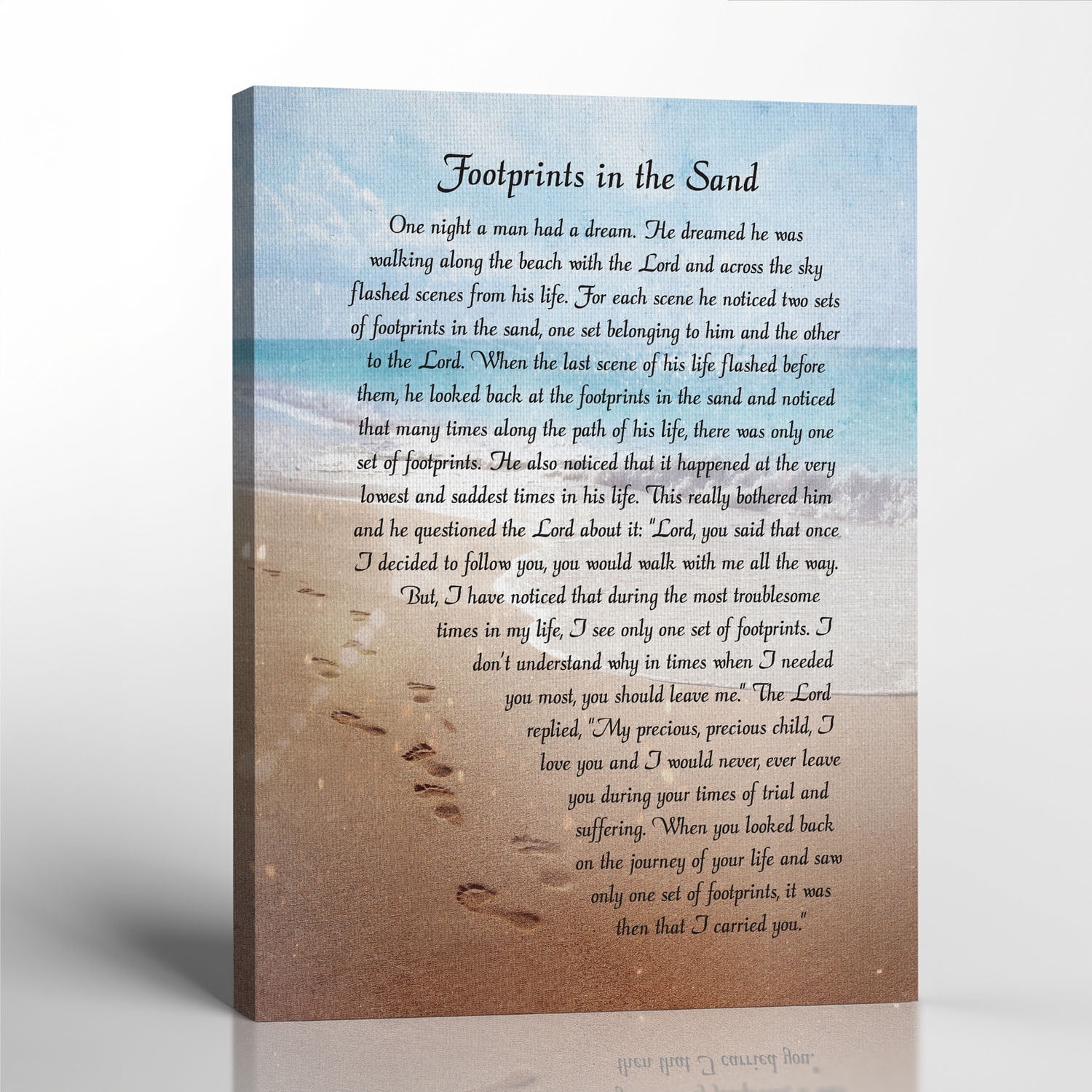 Footprints in the Sand Inspirational Wall Art, Beach Decor, Christian ...