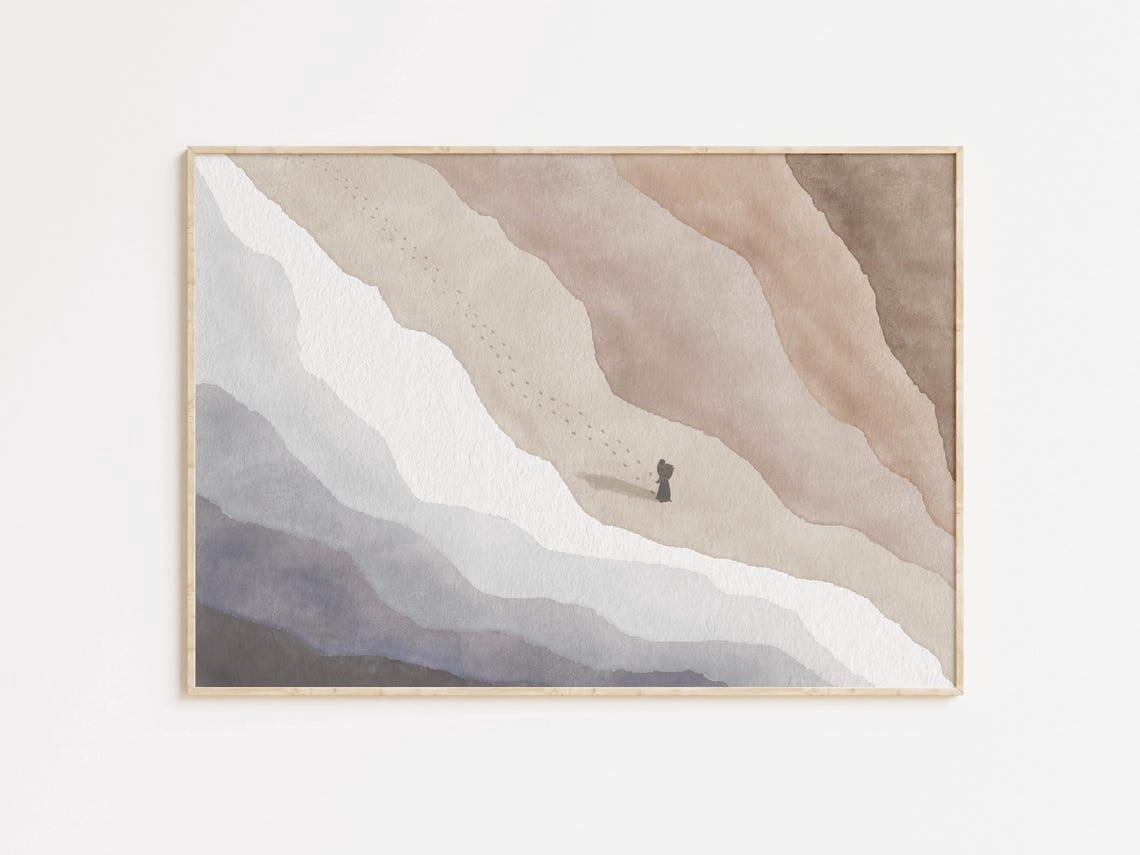 Footprints In The Sand Poem Christian Wall Art, Abstract Modern ...