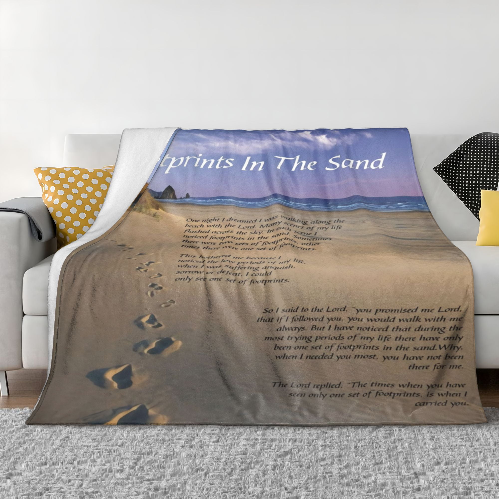 Footprints In The Sand Poem Throw Blankets 60"X50" Lightweight Cozy ...