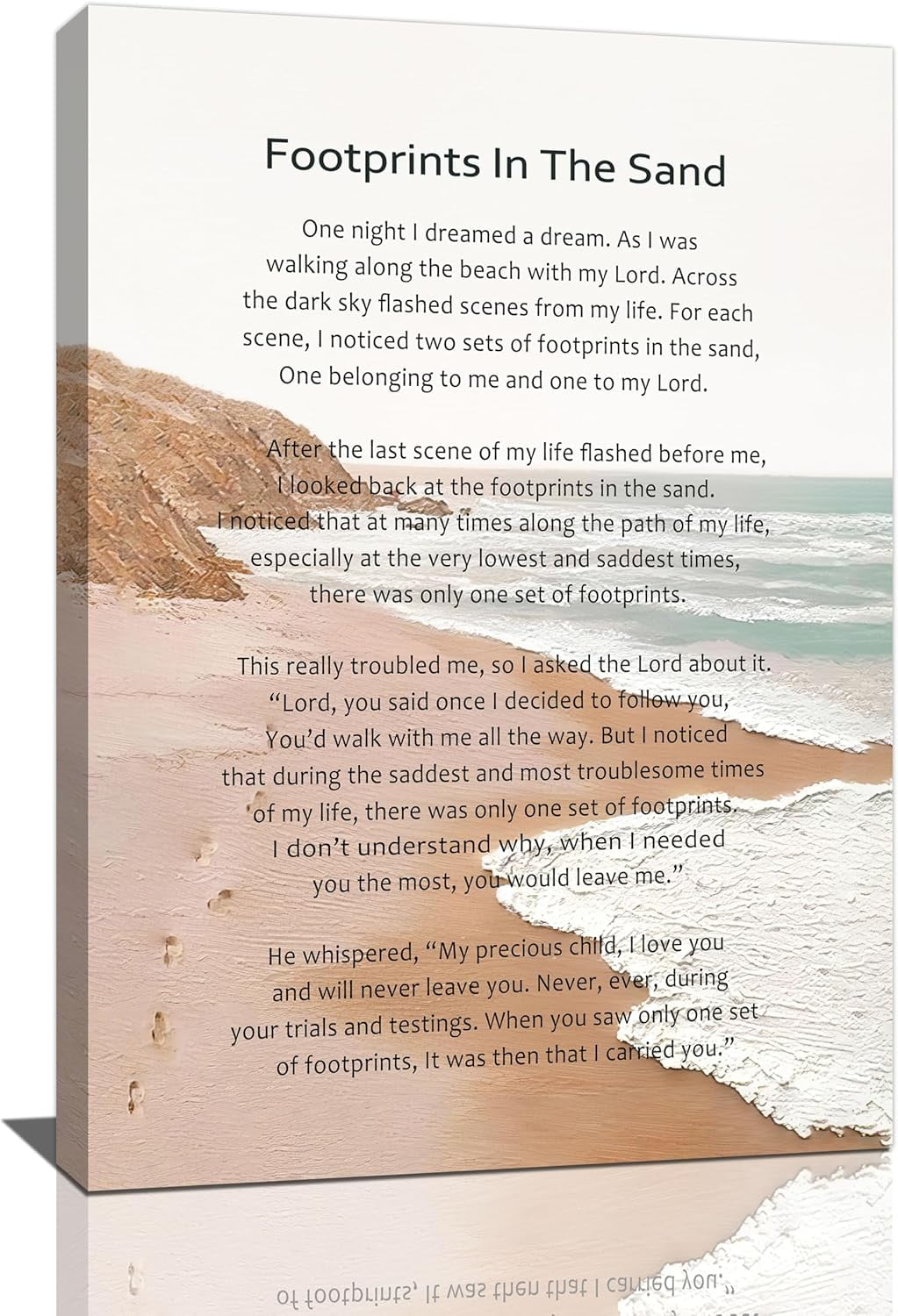 Footprints The Sand Wall Art Religious Poem Motivational Quotes Beach ...