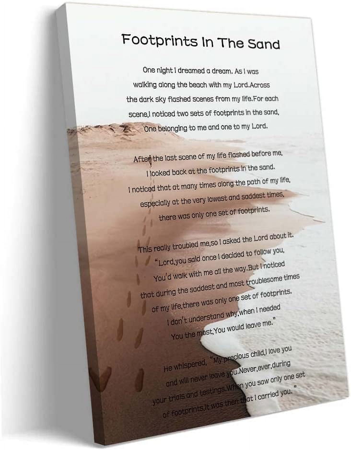 Footprints In The Sand Wall Art Religious Poem Wall Art Retro Canvas ...
