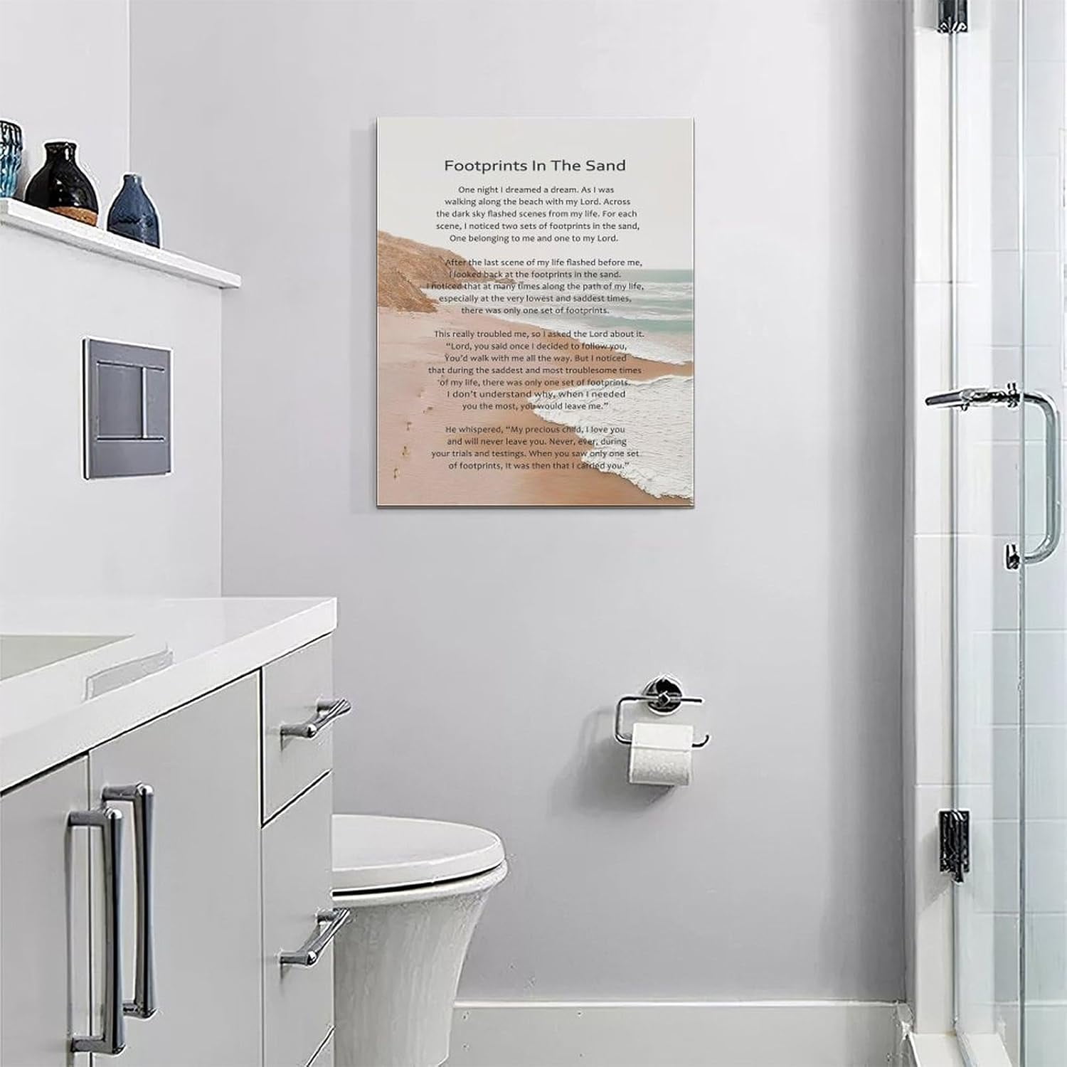 Footprints In The Sand Wall Art Religious Poem Wall Decor Motivational ...