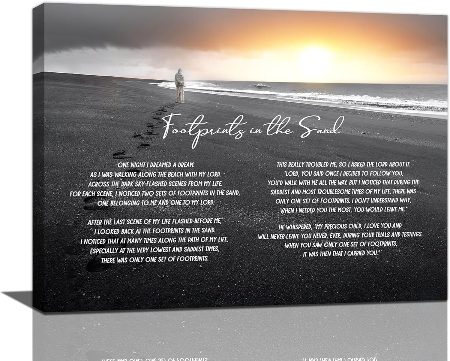 Footprints In The Sand Wall Art Religious Poem Wall Decor Motivational ...